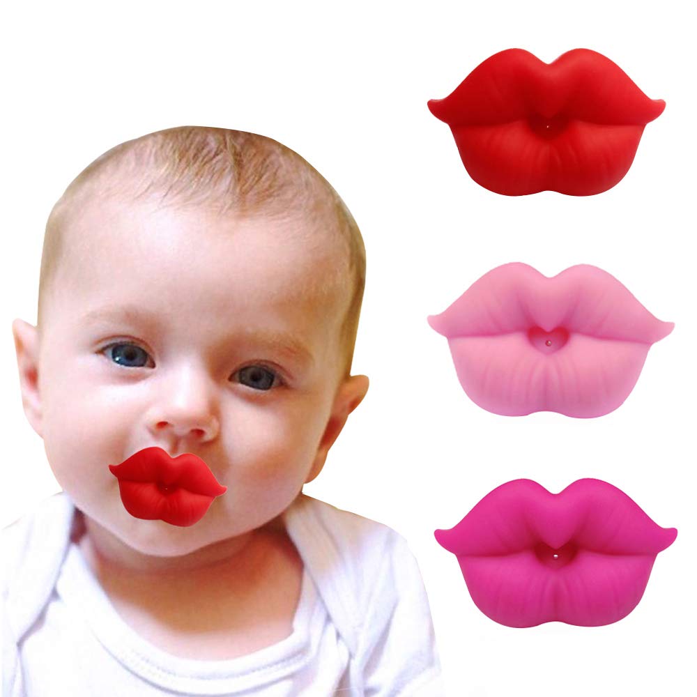 3Pcs Infant Pacifier, Funny Lips Baby Pacifiers, Soft Silicone Cute Pa ...
