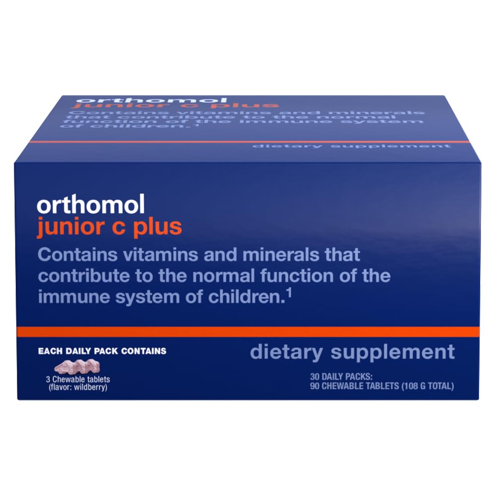Orthomol Immun Junior C Plus, Kid'S Multivitamin, Wildberry Flavor, 30 ...