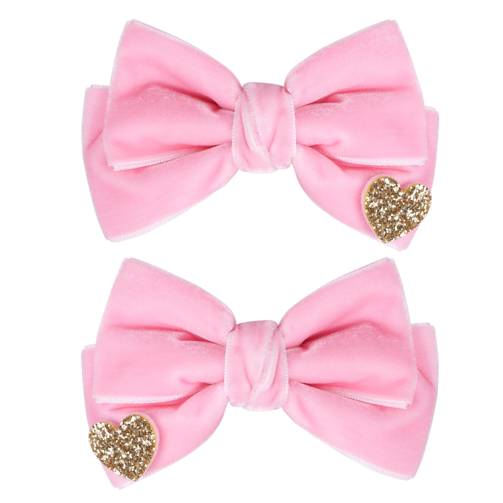 Pink Velvet Hair Bows Cute Christmas Valentine School Hair Clips Handm ...