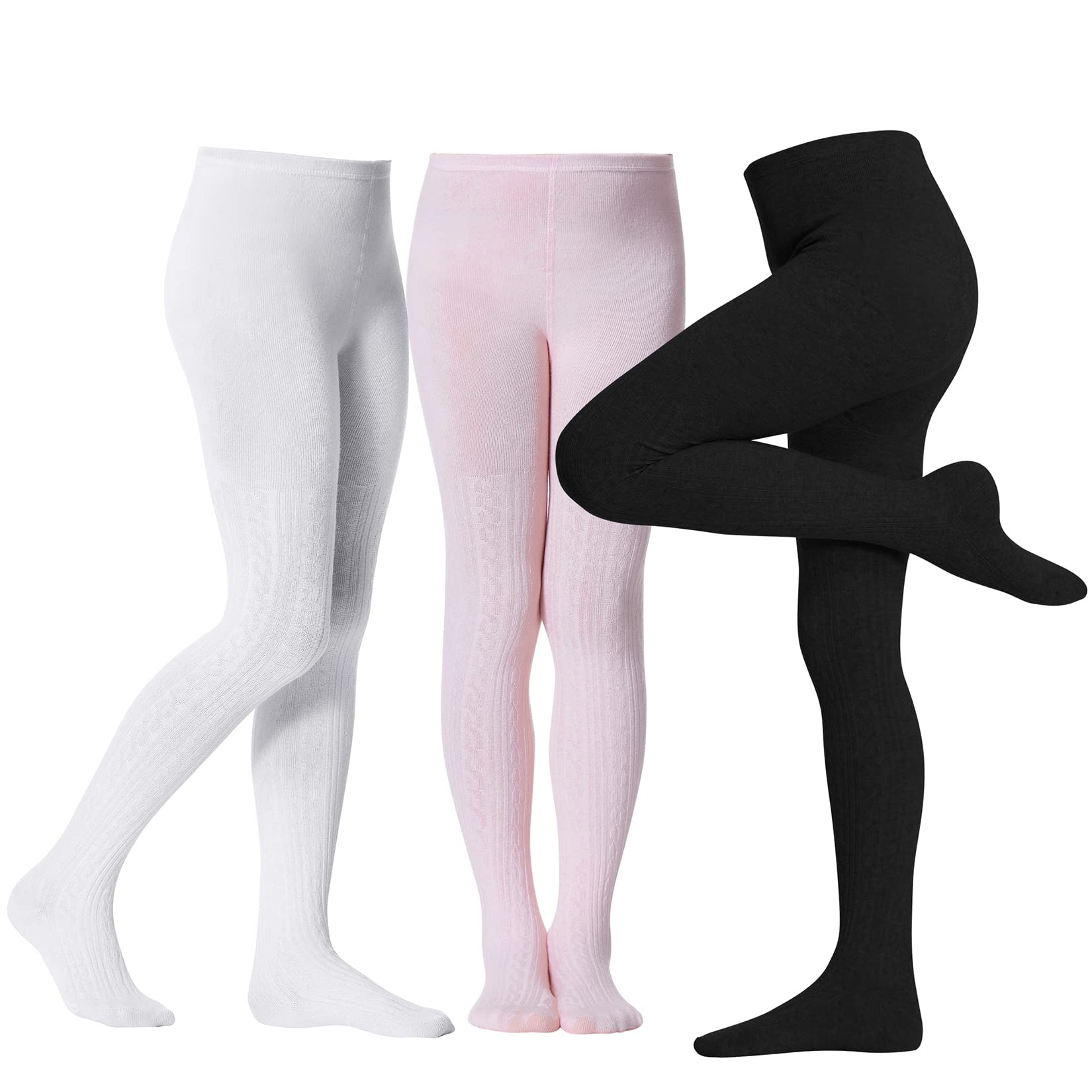 Girls Leggings Cable Knit Cotton Tights Dance Ballet Pantyhose Legging ...