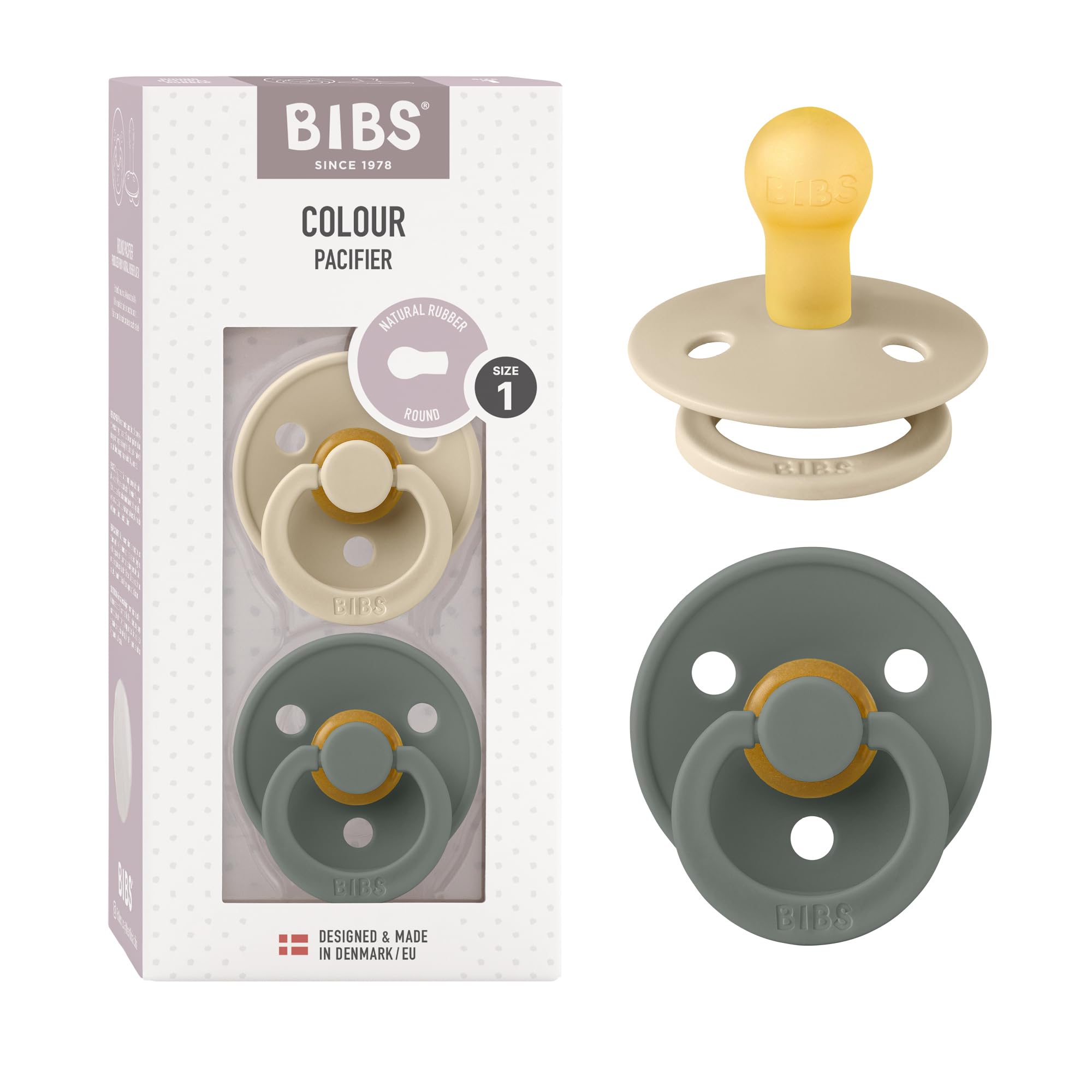 Bibs Pacifiers Colour Collection | Natural Rubber Baby Pacifier | Set ...