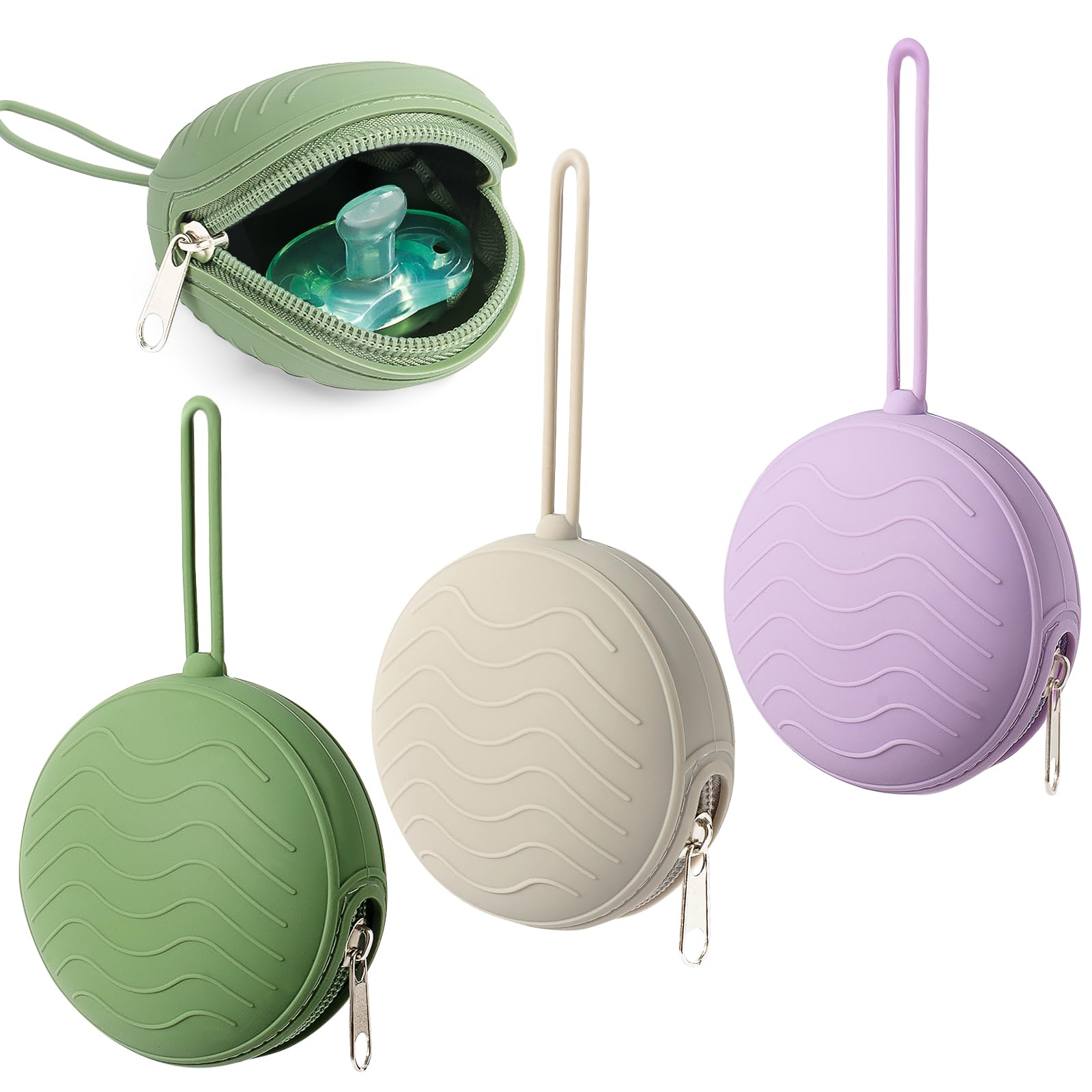 3 Pack Silicone Pacifier Holder Case, Bpa-Free Pacifier Cover Pouch Fo ...