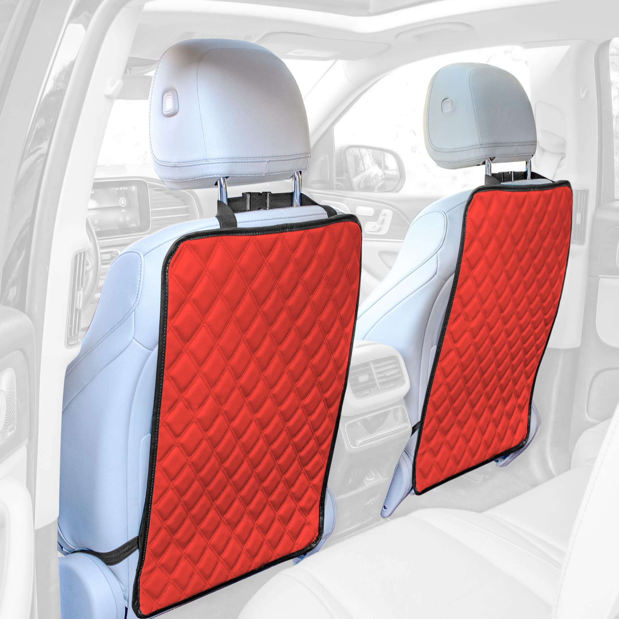 Fh Group 2-Pack Diamond Stitched Faux Leather Back Seat Kick Protector ...