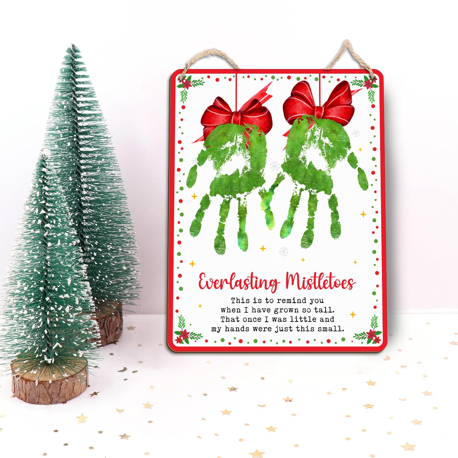 DIY Everlasting Mistletoes Babys First Christmas Handprints Hanging Si ...