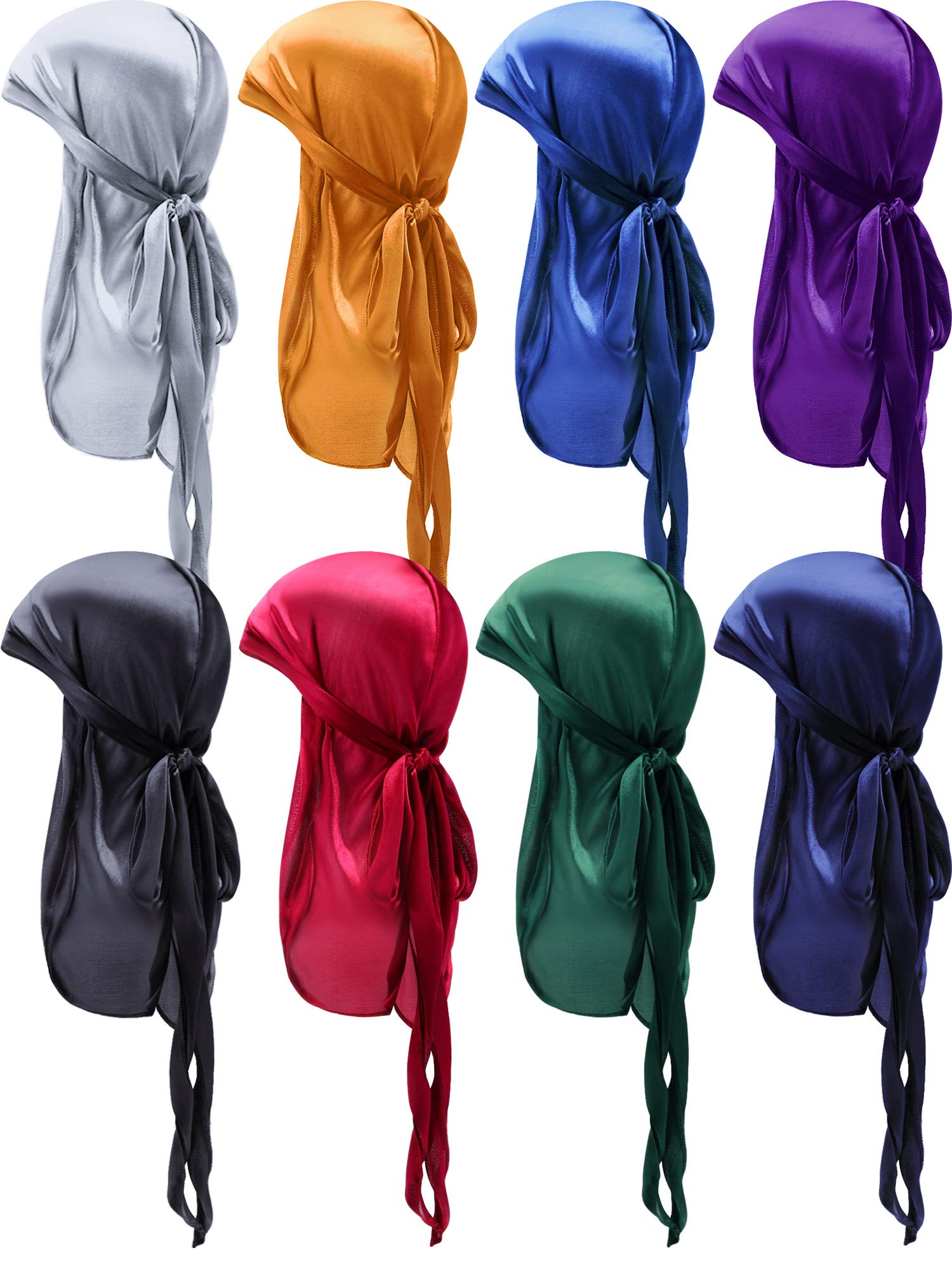 8 Pieces Satin Baby Durags Kids Satin Durag Caps Headwraps With Long ...