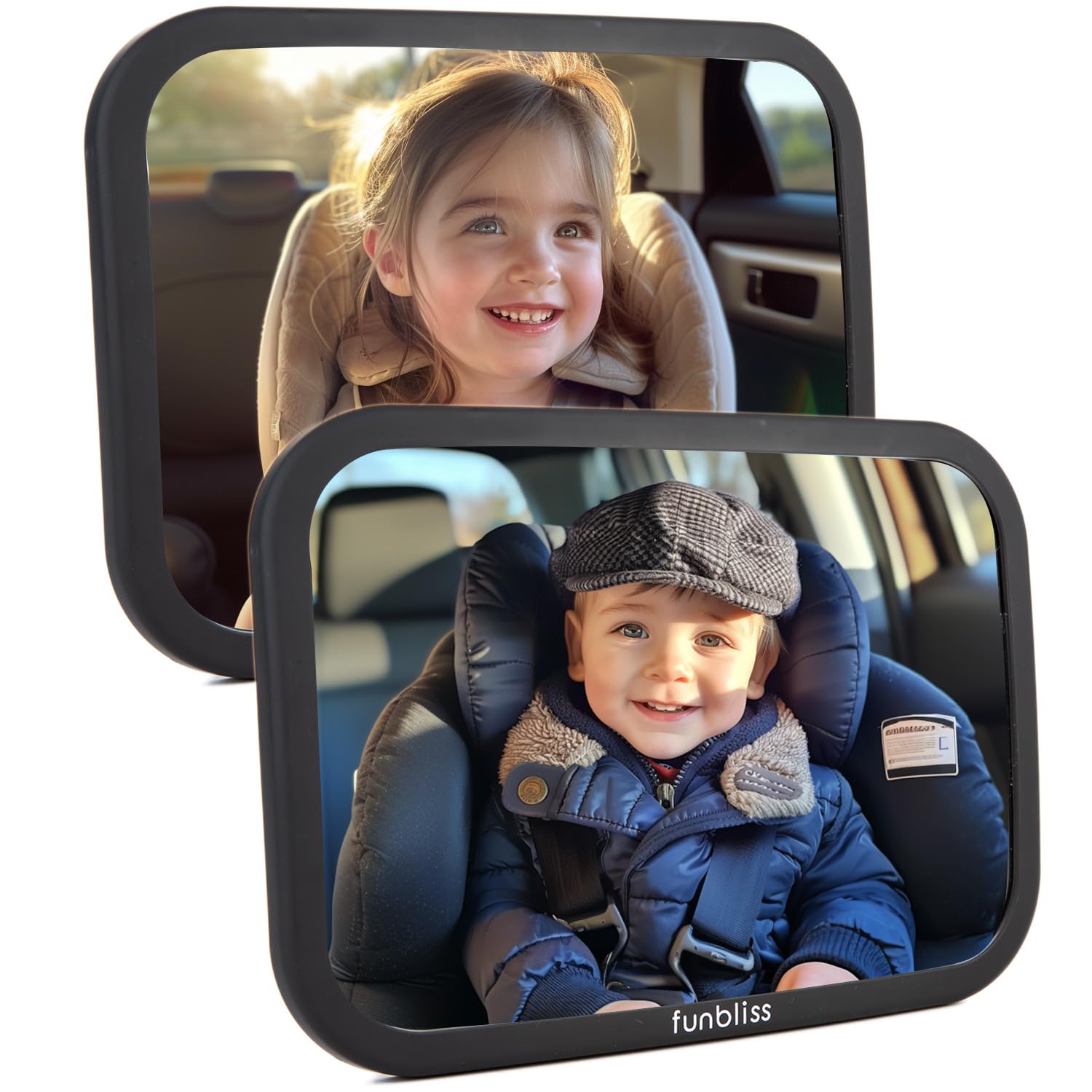 Funbliss 2-Pack Baby Car Mirror - Shake-Proof & Shatterproof, 360 Adju ...