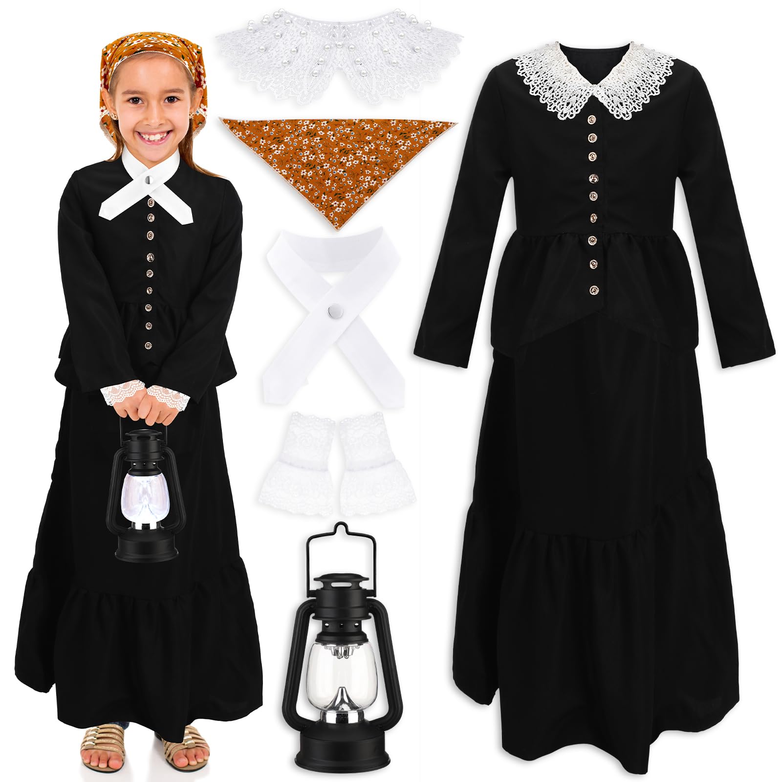 Panitay 6 Pc 1800S Colonial Costumes With Lace Cuffs Lace Collar Led L ...