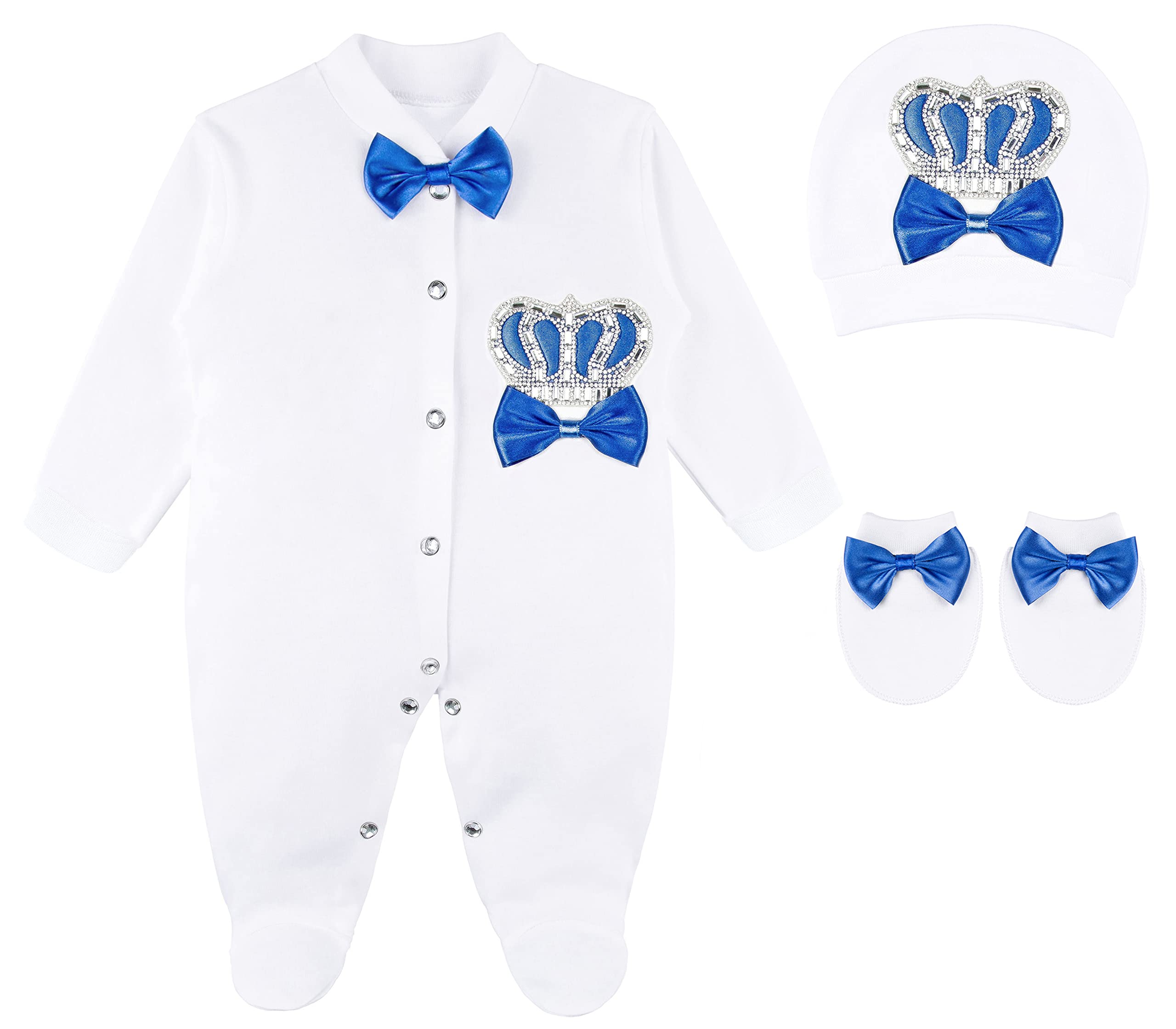 Lilax Baby Boy Newborn Crown Jewels Layette 3 Piece Gift Set 0-3 Months ...