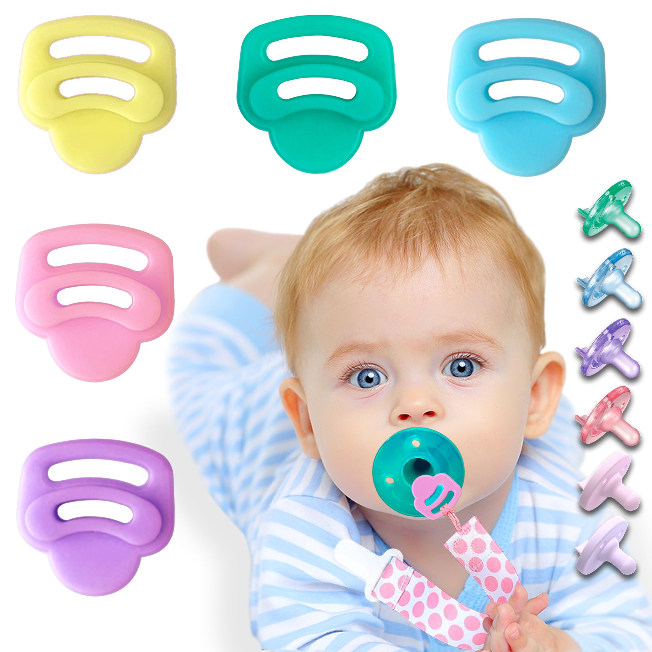 5 Pack Silicone Pacifier Clip Adapter Ring For Philips Avent Soothie ...