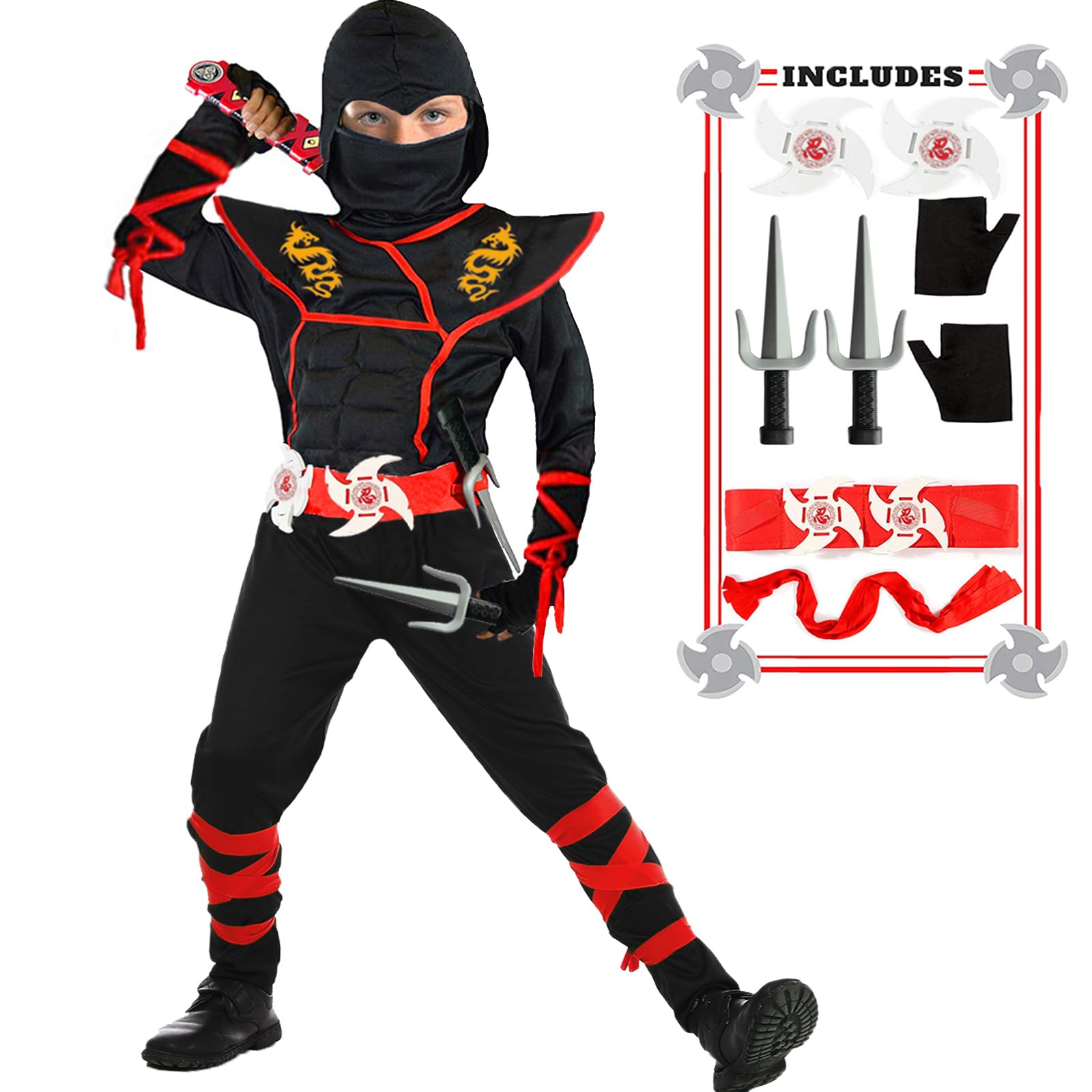 Satkull Ninja Costume Boy Halloween Kids Costume Boy Ninja Muscle ...