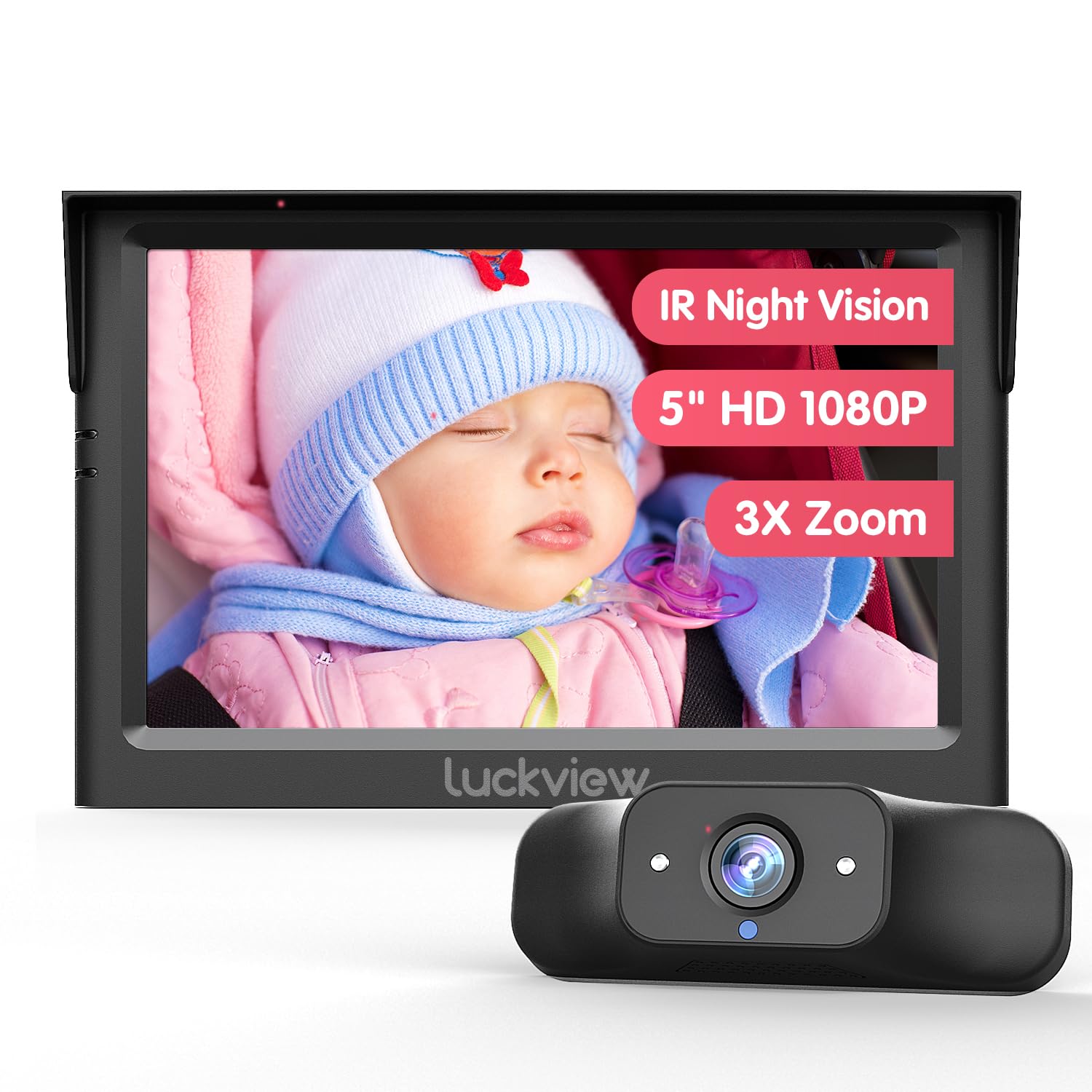Luckview Bm1 Baby Car Camera, 5'' 1080P Mirror Monitor With Ir Night ...