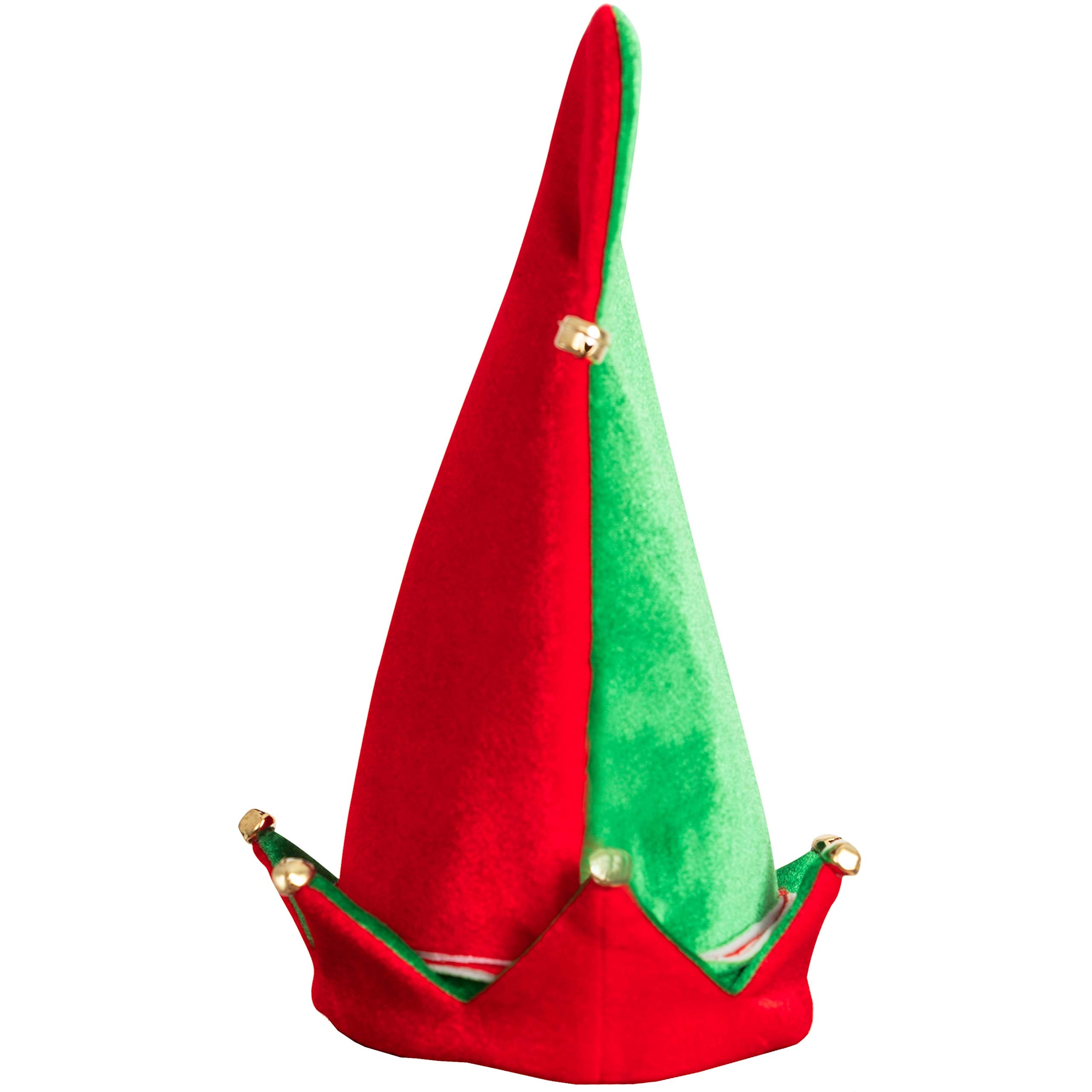 Skeleteen Funny Christmas Elf Hat - Red And Green Jolly Velvet Holiday ...