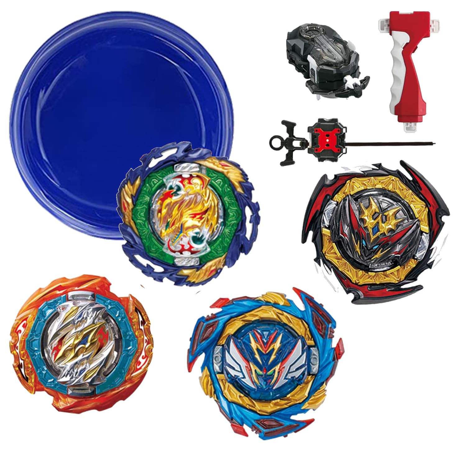Asvexkw Battling Tops Burst Toy Game 4 Set Spinning Tops 2 Launchers ...