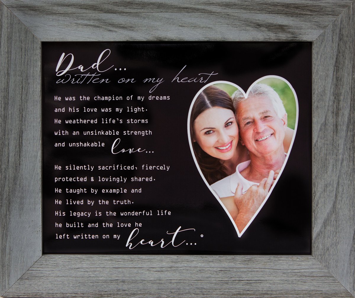 Written On My Heart Distressed Gray Memorial Photo Frame For Dad ...