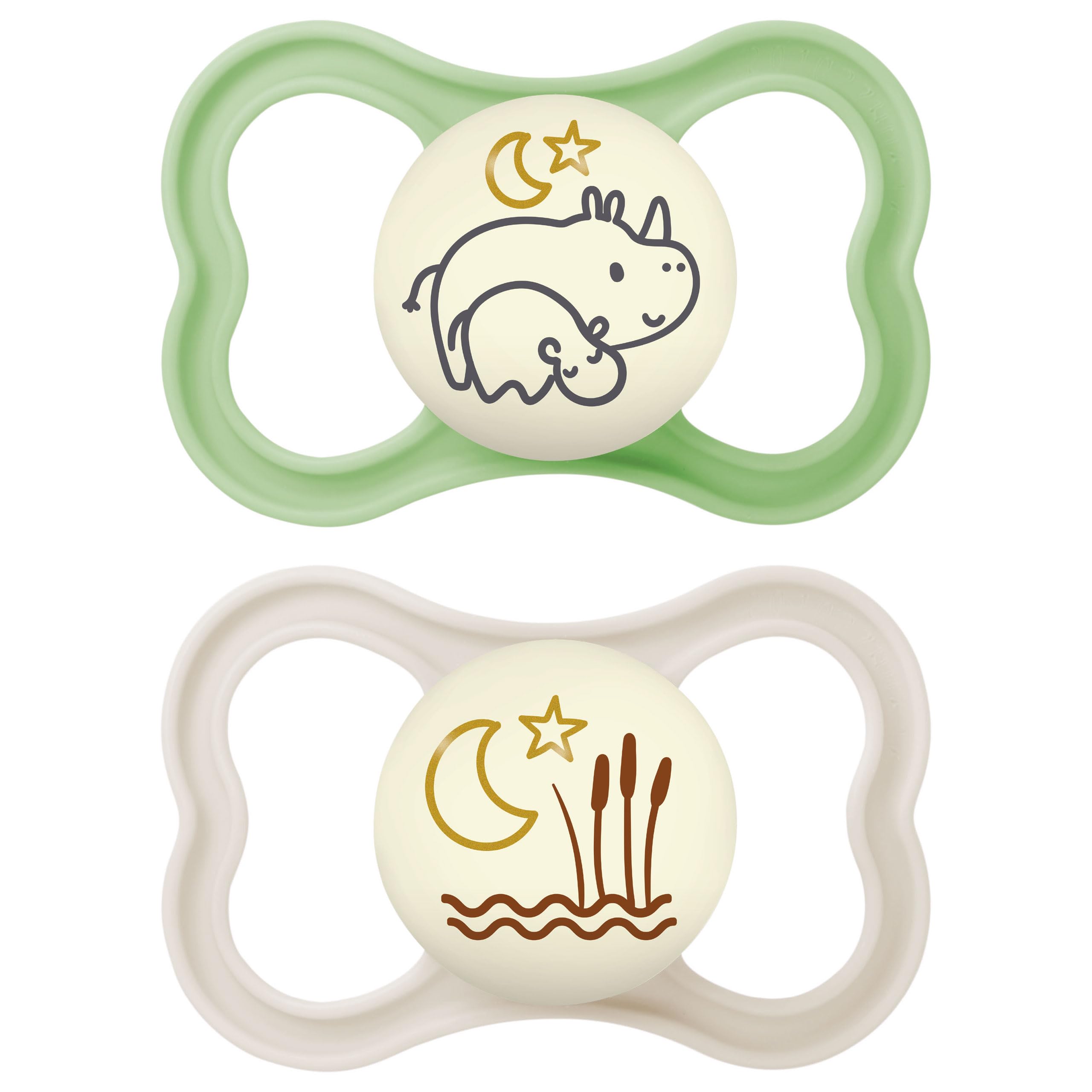 Mam Air Night Pacifiers , Mam Sensitive Skin Pacifier 6+ Months, Glow ...