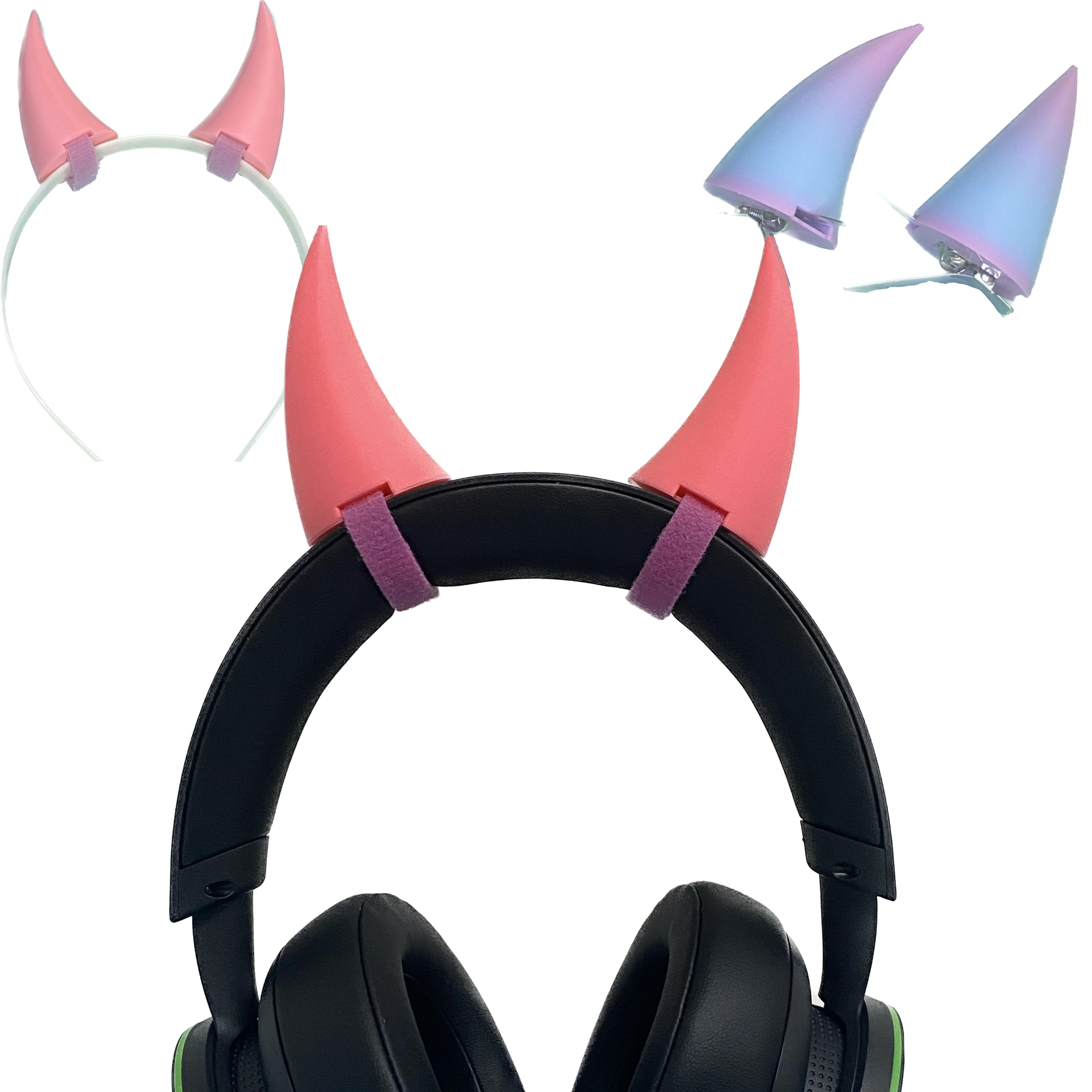 2X Demon Horns For Headset/Cosplay - Made In Usa -16 Colors Combos (Pi ...