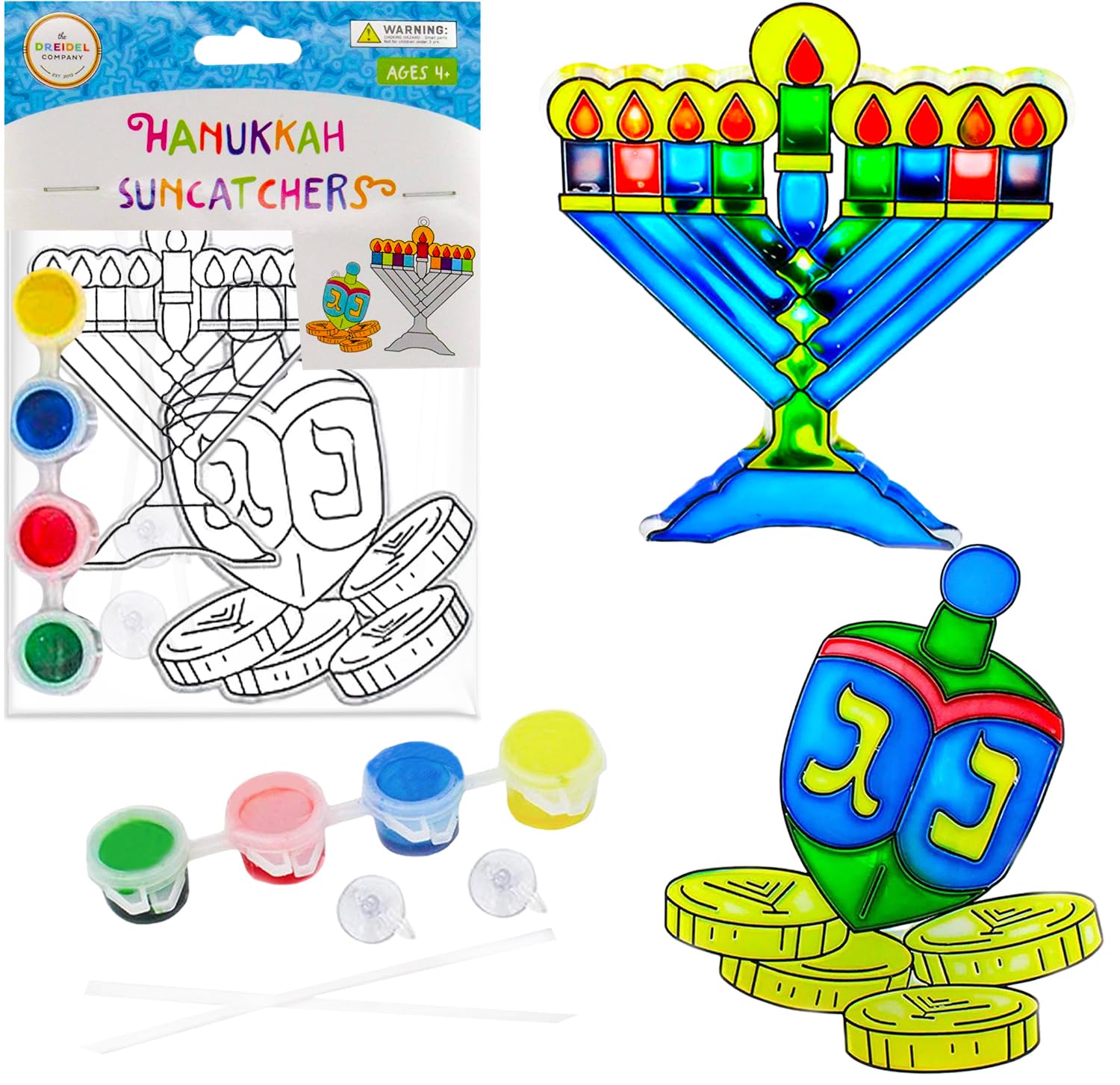 The Dreidel Company Hanukkah Sun Catcher - Stained Glass Look - Paint ...