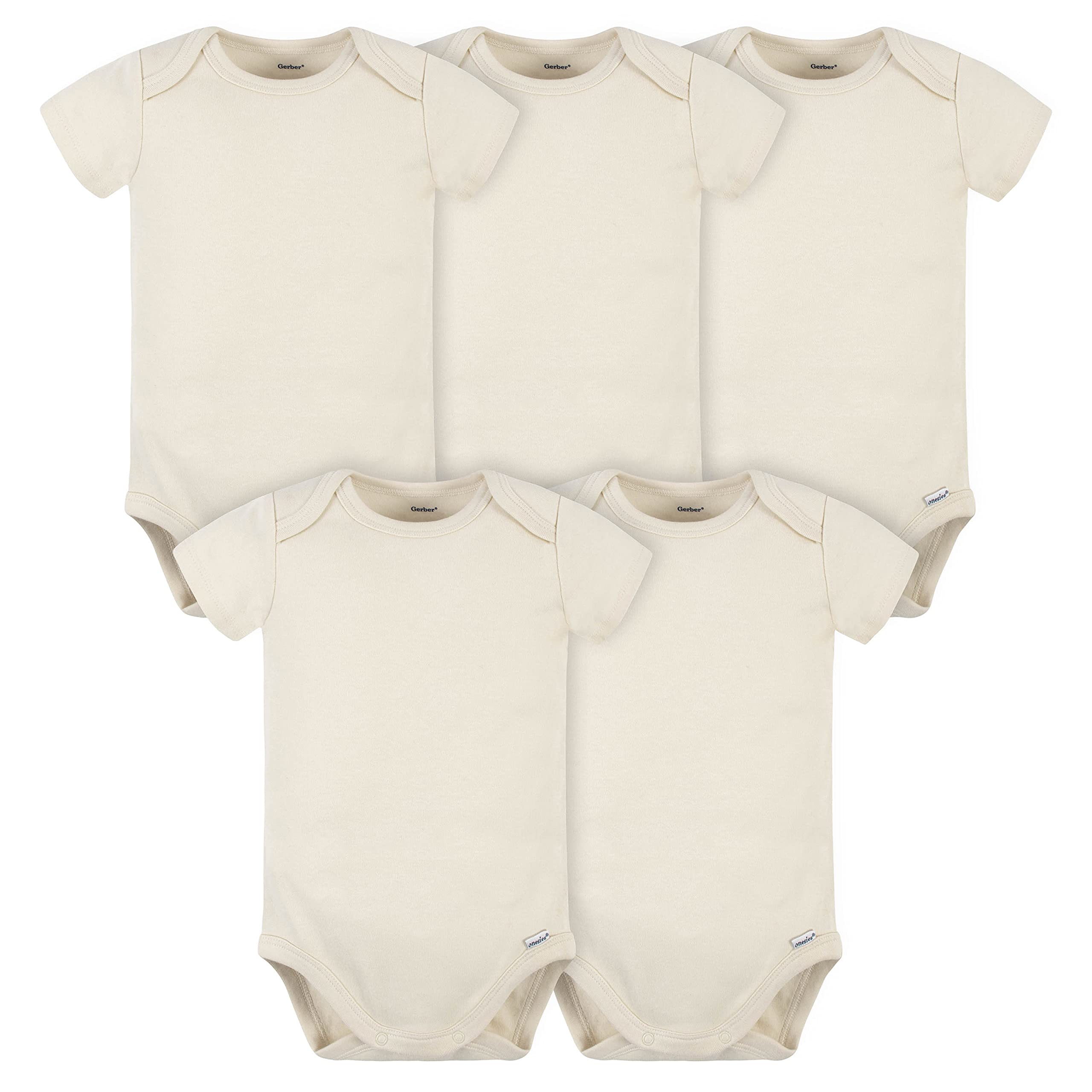 Gerber Baby 5 Pack Onesies Multi-Packs Bundle Interlock 180 Gsm, Natur ...