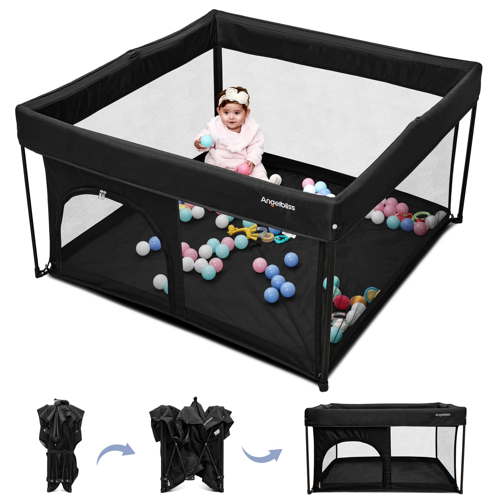 Angelbliss 50X50 Foldable Baby Playpen With Carrying Bag & Safety Lock ...