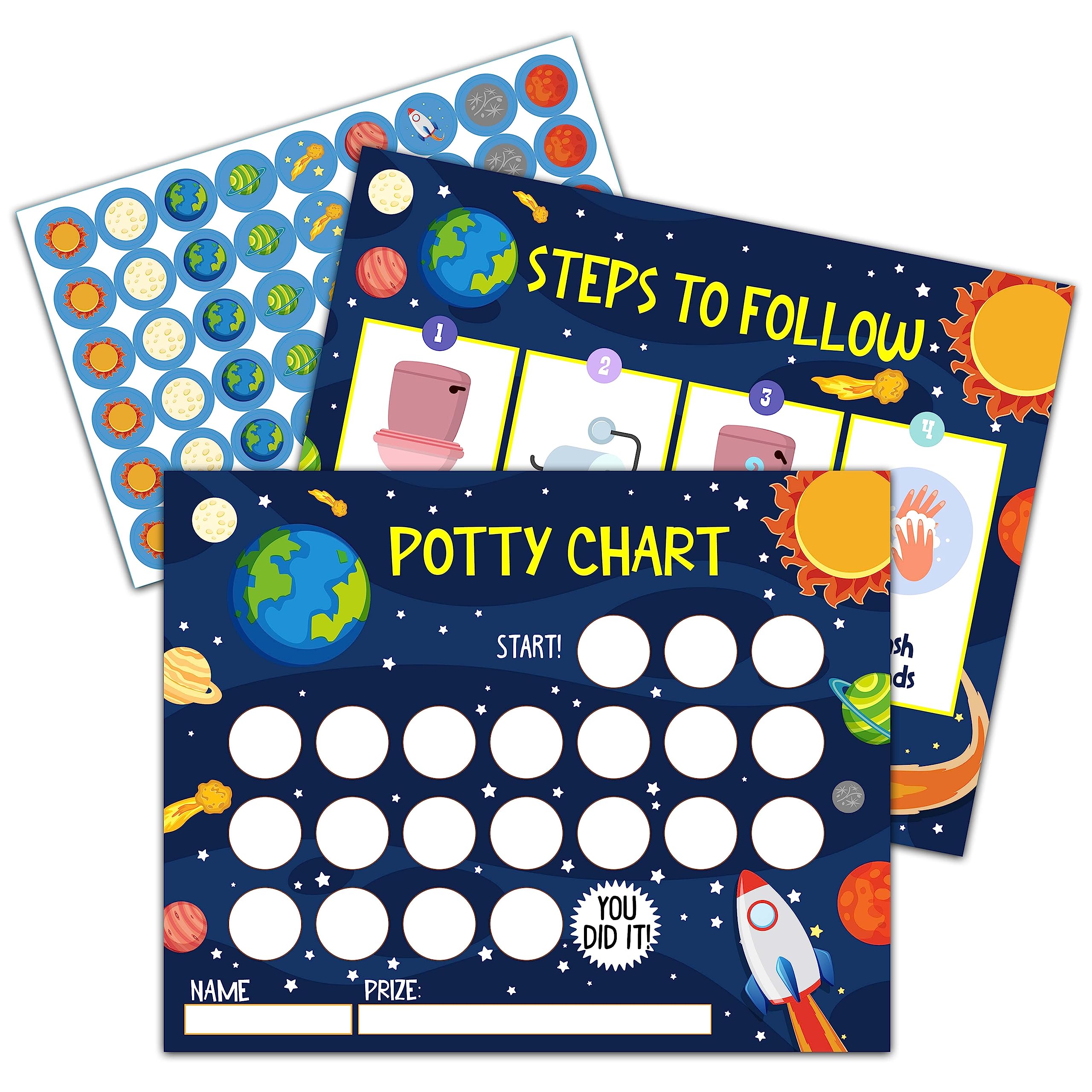 Outer Space Potty Training Sticker Chart, 20 Potty Charts With 432 Rou ...