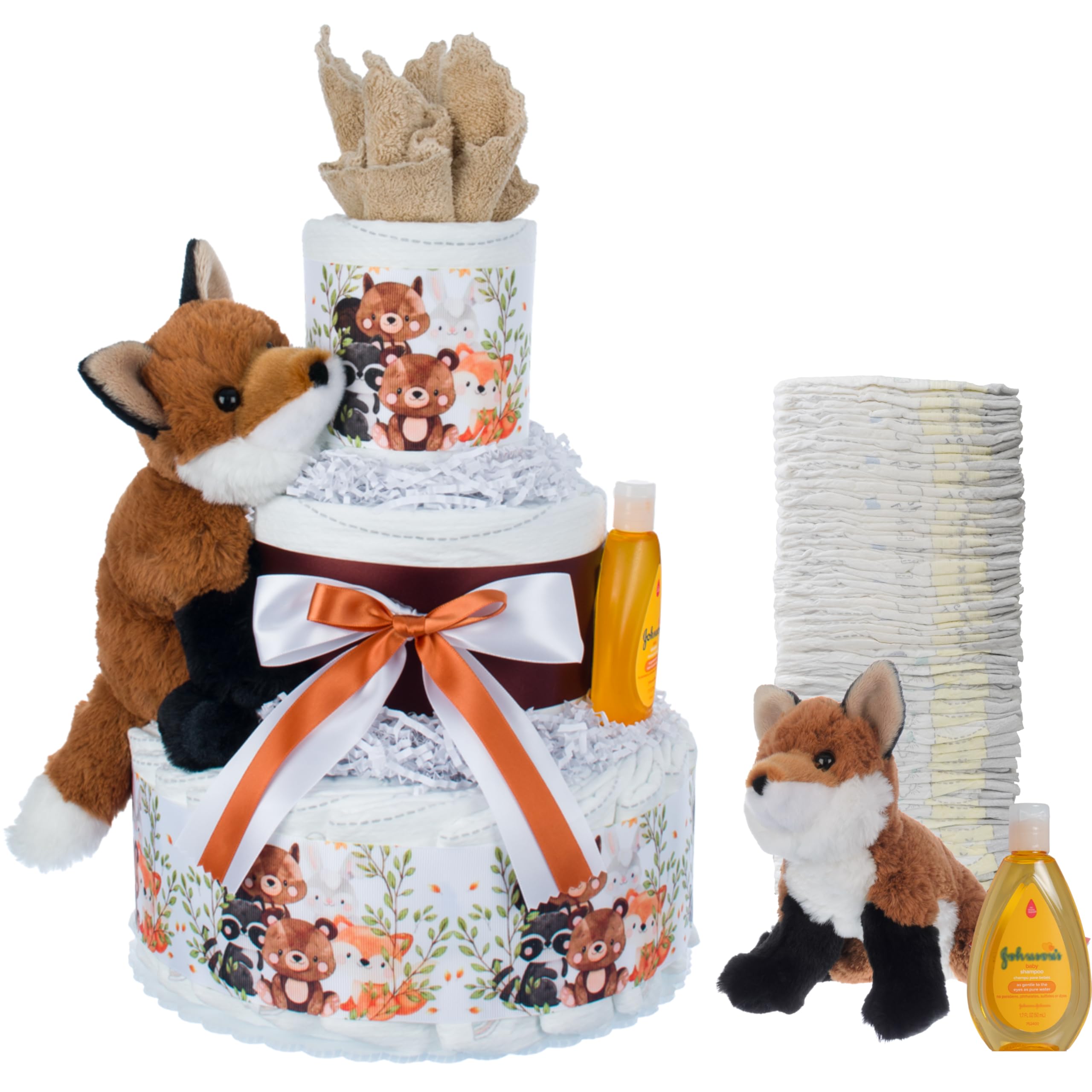 Lil' Baby Cakes Fox Diaper Cake - Adorable Fox-Themed Baby Boy Gift Wi ...