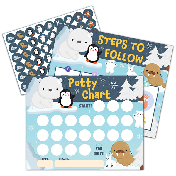 Winter Animals Potty Training Sticker Chart, 10 Potty Charts With 216 ...