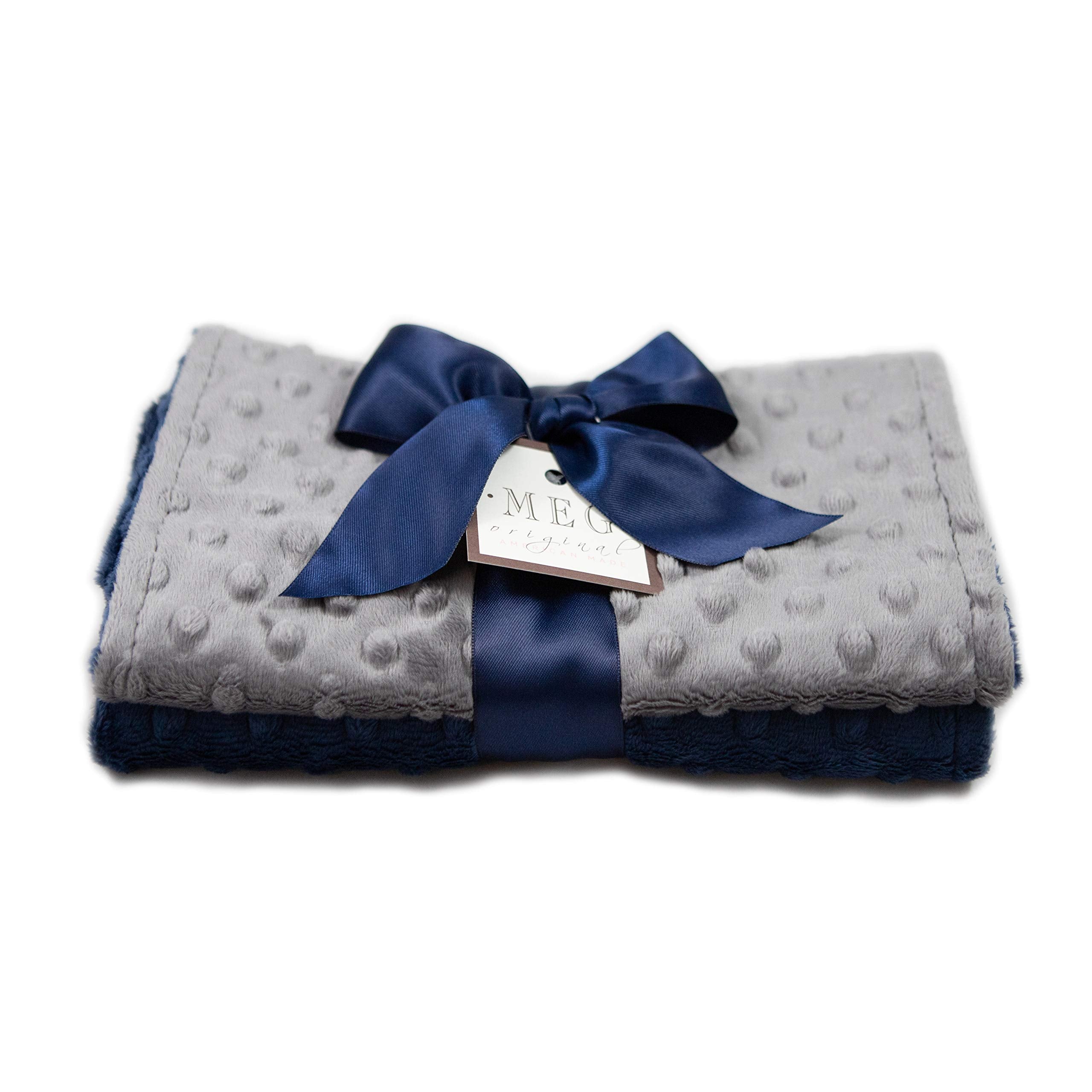 Meg Original Navy Blue & Charcoal Baby Boy Minky Dot Burp Cloths, Set ...